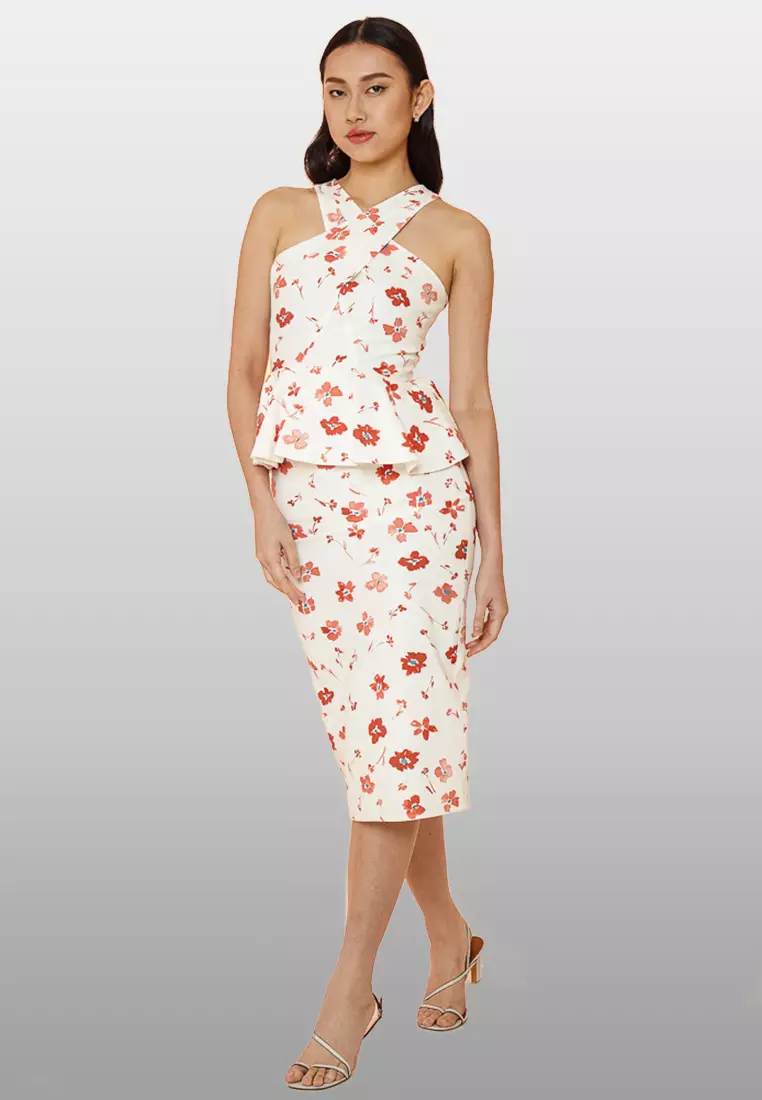 Buy Dressing Paula Printed Linen Cross Halter Neck Dress Online ...