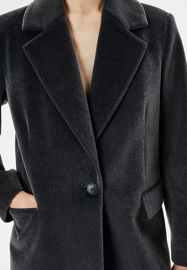 Jual KOTON Shiny Textured Long Coat Original 2024 | ZALORA Indonesia