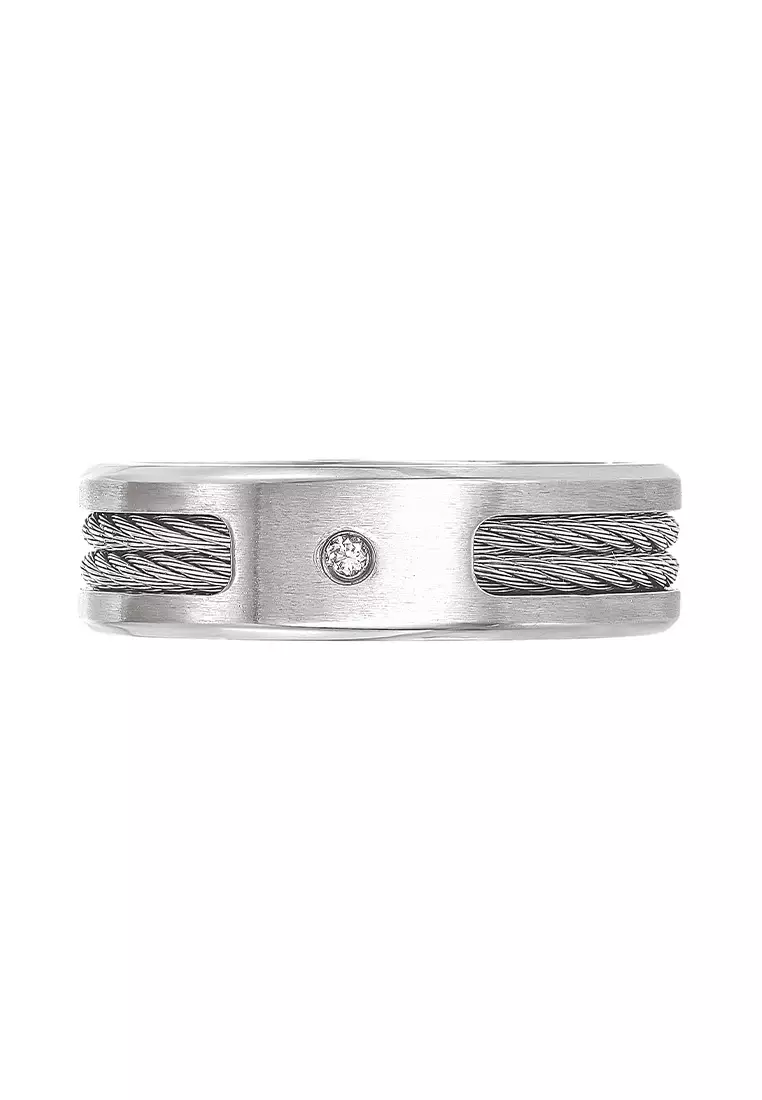 HABIB HABIB Flush Round Diamond Straight Band Men's Ring in Titanium ...