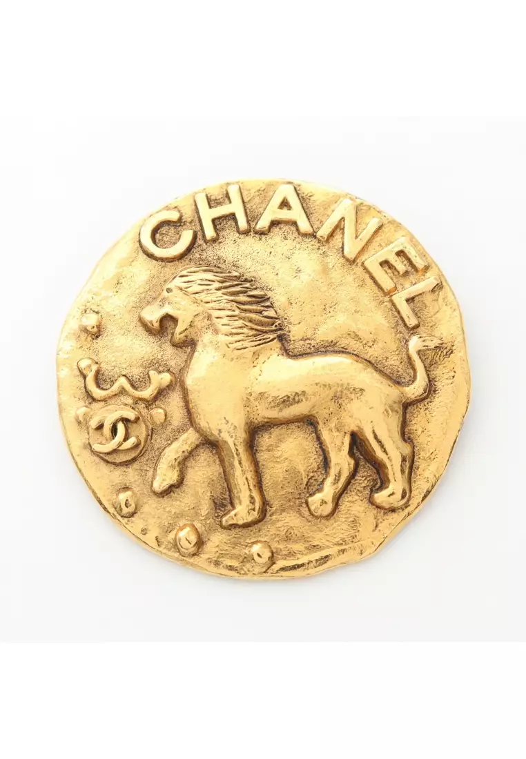 Buy Chanel Pre-Loved Chanel coco mark brooch lion GP gold vintage 23 ...