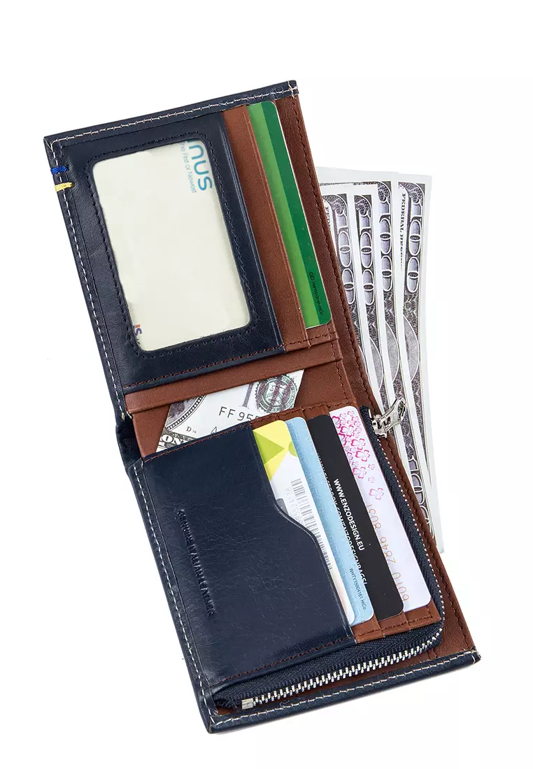 ENZODESIGN New Design Italian Leather Wallet with Zip Coin Compartment ...