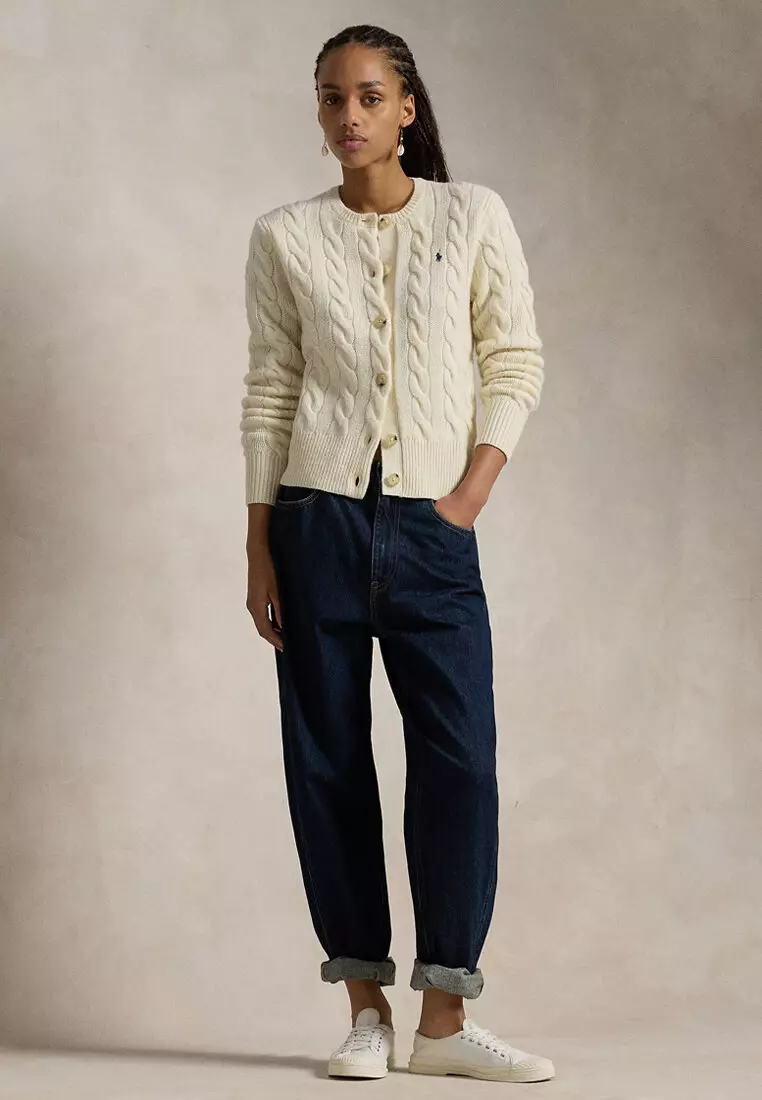 Buy Polo Ralph Lauren Cable-Knit Wool-Cashmere Cardigan 2025 Online | ZALORA