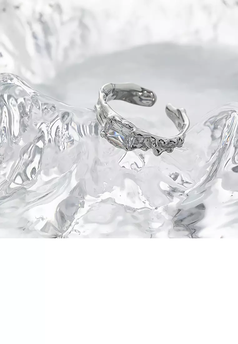 Buy Glamorousky 925 Sterling Silver Simple Fashion Irregular Geometric White Cubic Zirconia ...