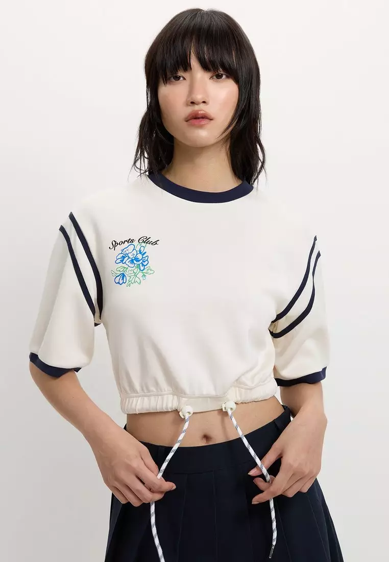 Buy Pomelo Drawstring Crop Top - Off-White 2025 Online | ZALORA