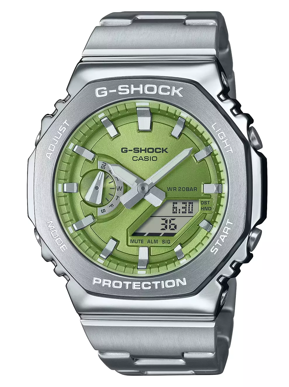 Jual G-SHOCK G-Shock Men GM-2110D-3A Silver Green Stainless Steel ...