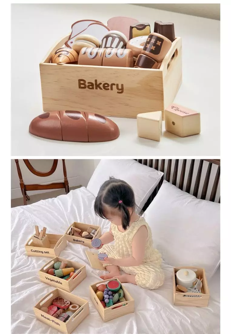 Buy Stitches & Tweed Wooden Play Food for Kids Kitchen, Food Bakery ...