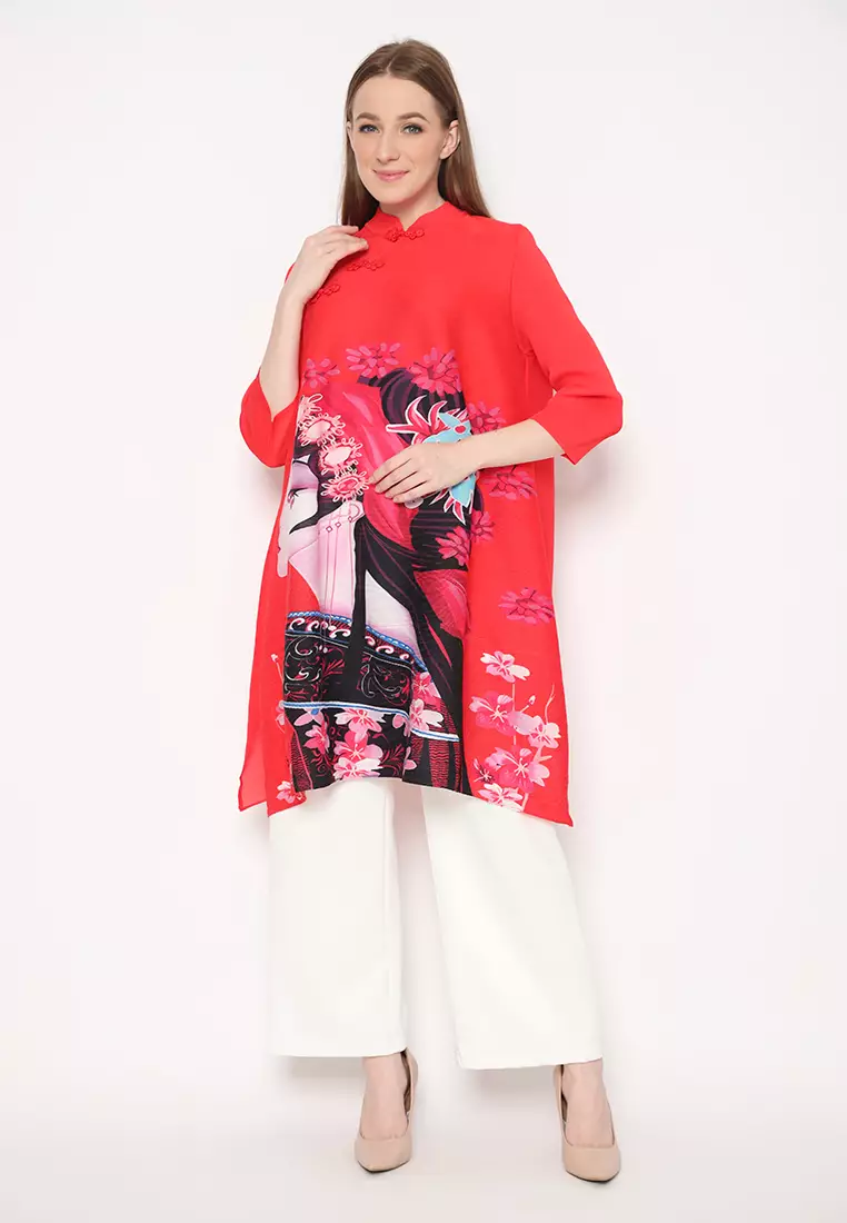 Jual Rupa Arupa Rupa Arupa - Red Xiu Pleats Tunic Dress with Giant ...