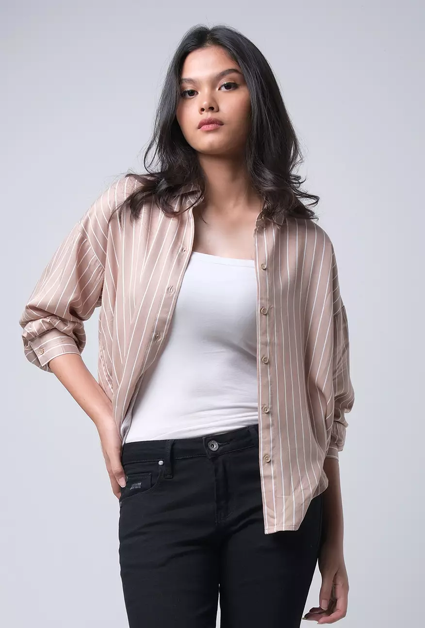 Jual LOGO JEANS Kemeja Wanita Poppy Brown Original 2025 | ZALORA Indonesia