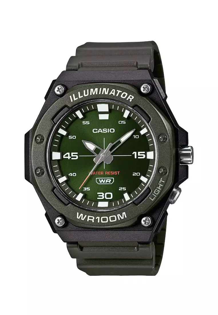 Jual Casio Casio Jam Tangan Pria - Black Green - Rubber Strap - MW-620H ...