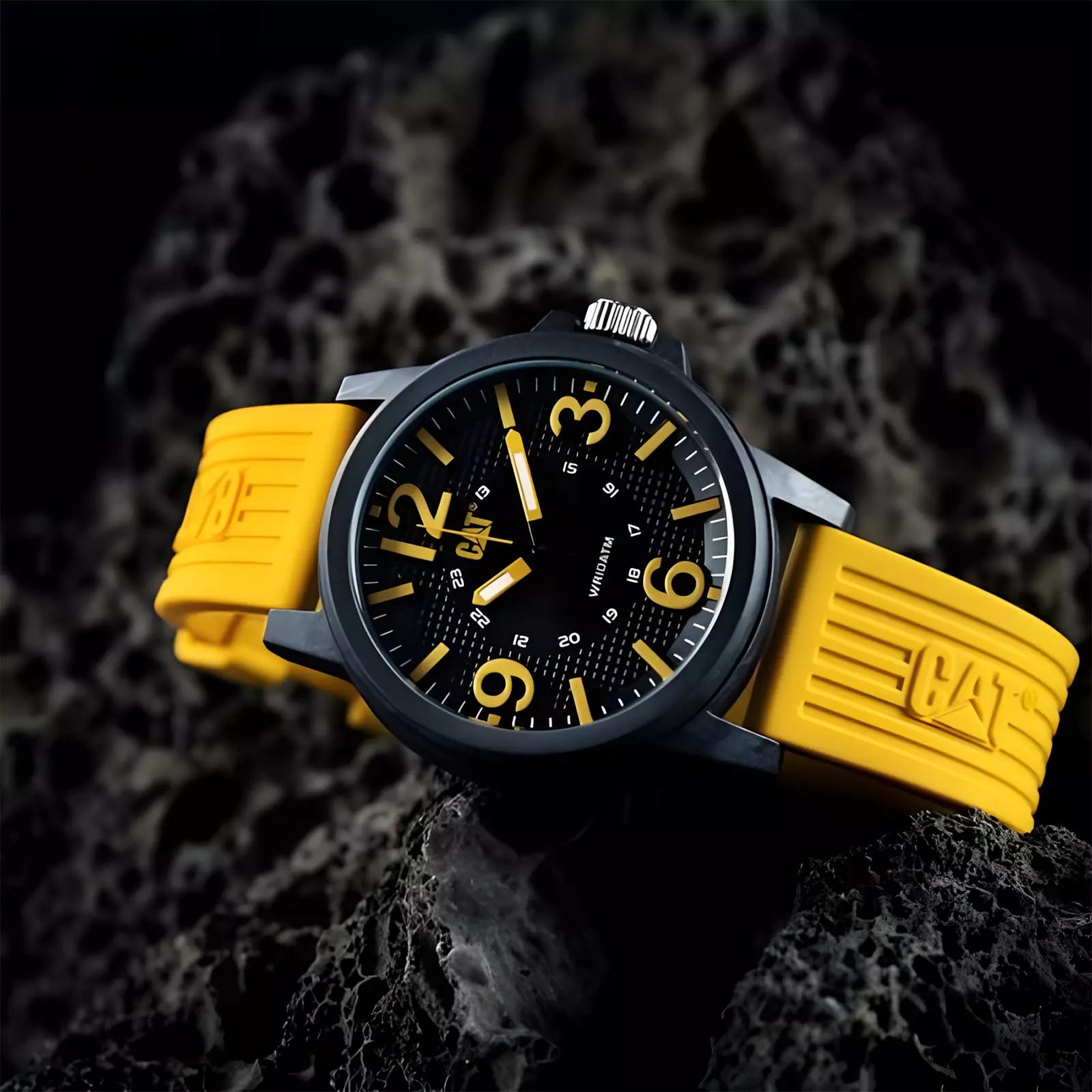 Jual Caterpillar Jam Tangan Analog Pria - Black -Yelow Rubber Strap ...