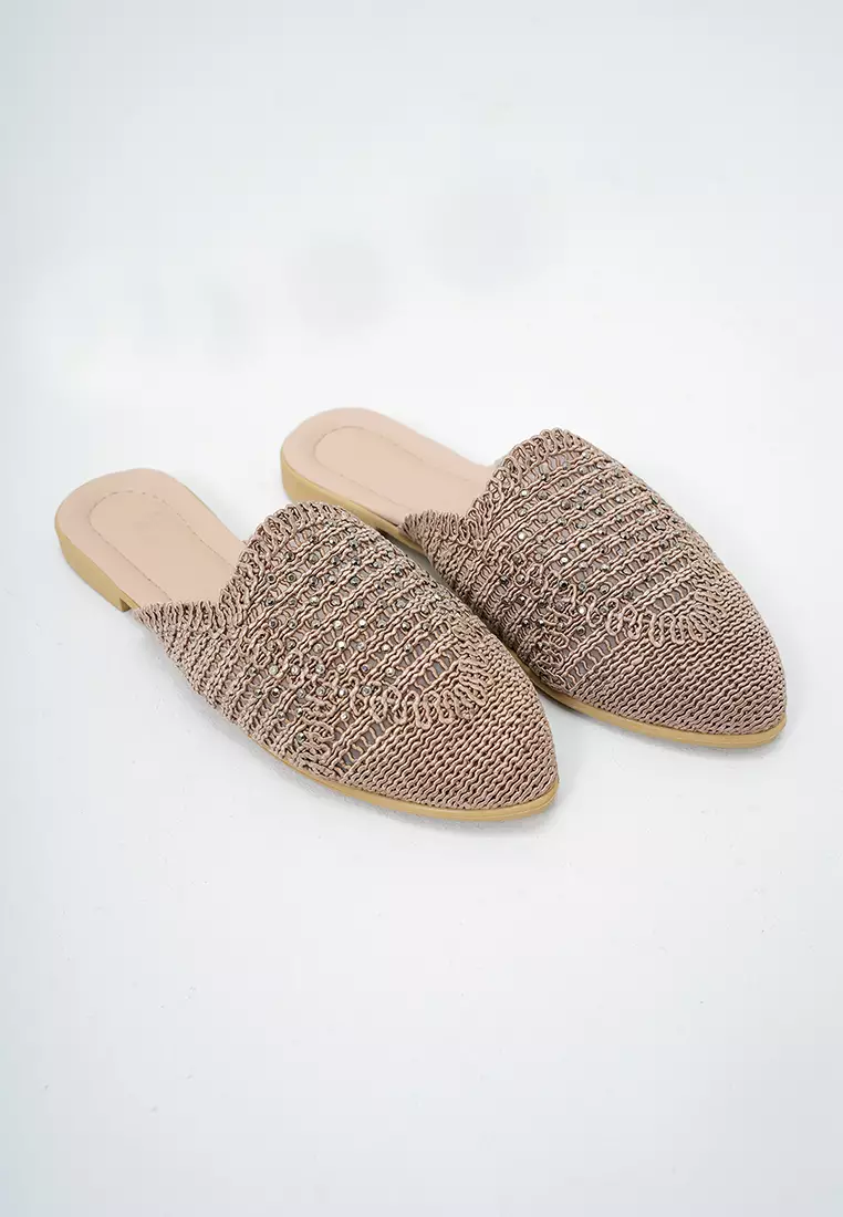 Jual Alacati Bead Embroidered Knitted Knitwear Flat Slippers Original ...
