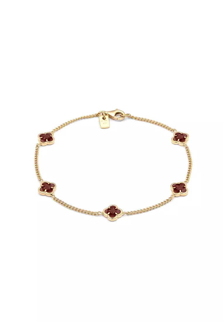 Buy Kuzzoi Men's Silver Red Enamel Clover Bracelet – Gold-Plated 2026 ...