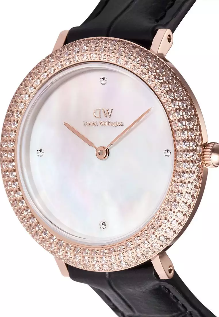 Buy Daniel Wellington Crystalline Bezel Black Croc Rose Gold - Women ...