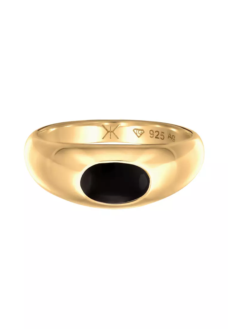 Buy Kuzzoi Men’s Silver Oval Enamel Dome Ring – Gold-Plated 2026 Online ...