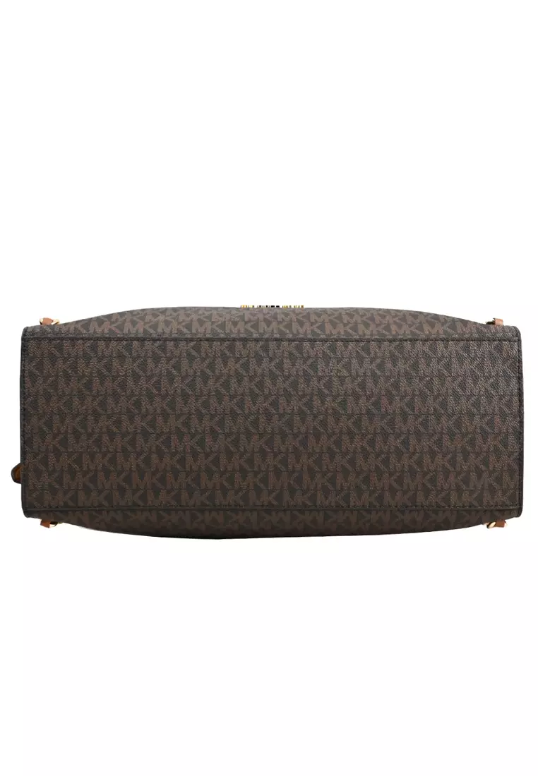 Buy MICHAEL KORS Mina Large Signature Logo Chain Shoulder Bag - Brown ...