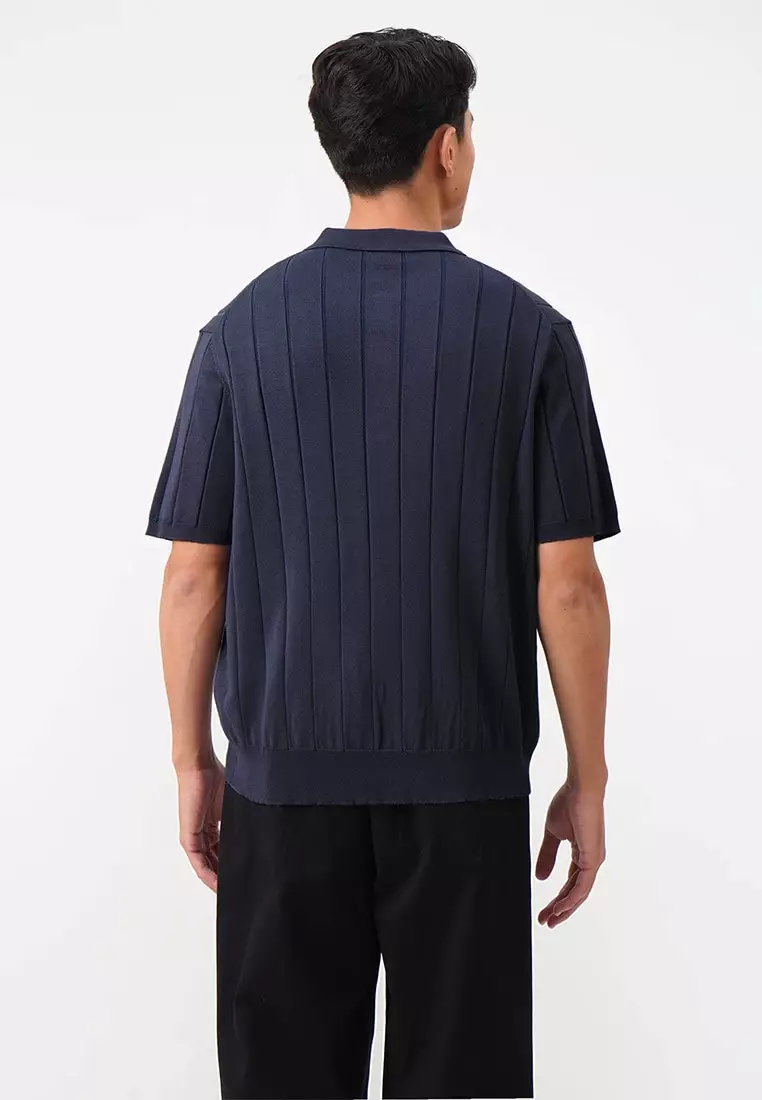 Buy Bocu Men's Ribbed Knit Polo with Hem Band 2026 Online | ZALORA ...