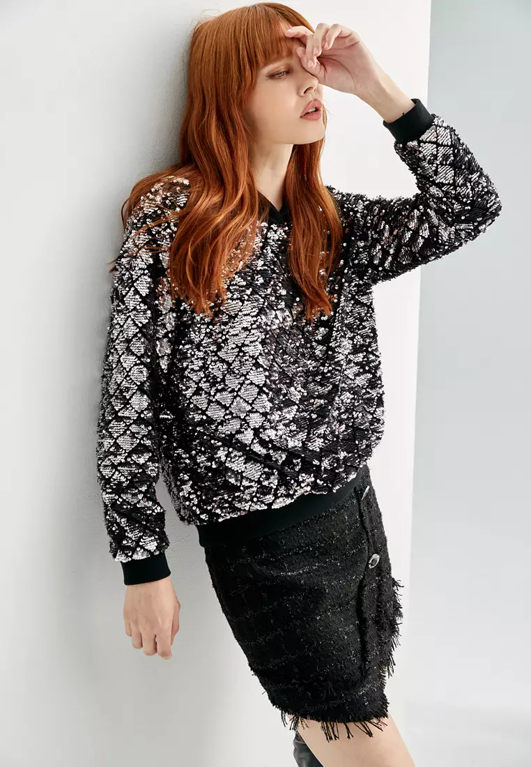 Buy iROO V-Neck Sequin Top 2026 Online | ZALORA Philippines