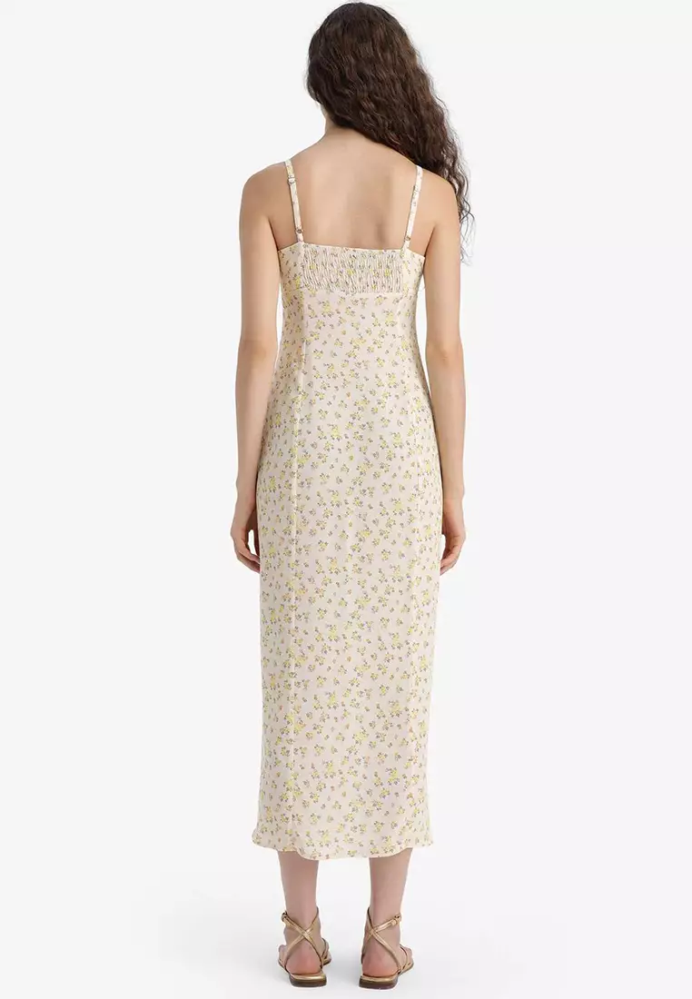 Buy DeFacto Bodycon Body Hugging Heart Neck Polka Dot Moroccan Strap ...