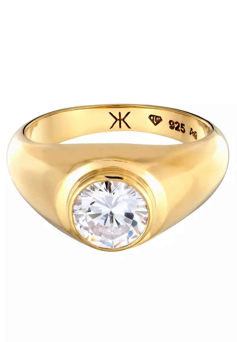 Buy Kuzzoi Ring Men Cubic Zirconia Gold Plated 2026 Online | ZALORA