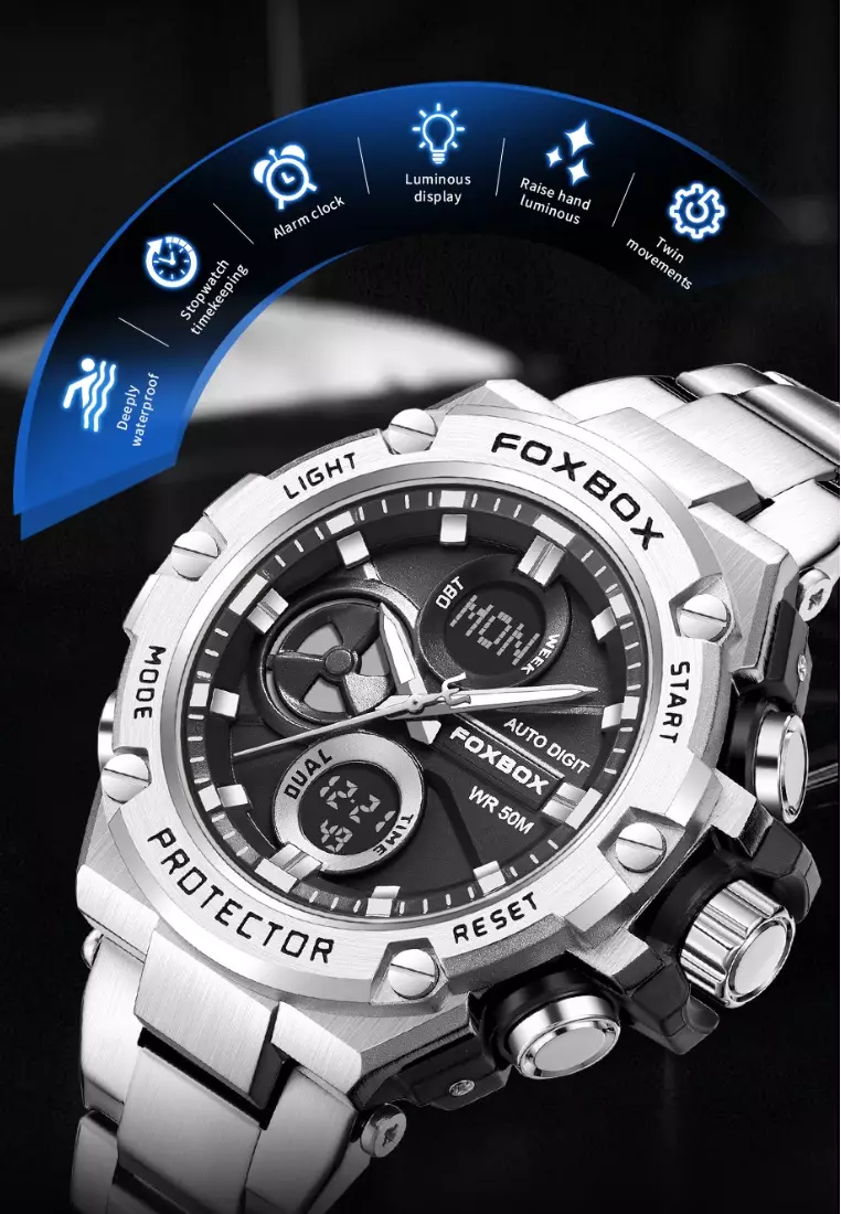 Buy LIGE FOXBOX Chronograph Unisex Metal Alloy Quartz Watch, Black Dial, Metal Bracelet 2025 ...