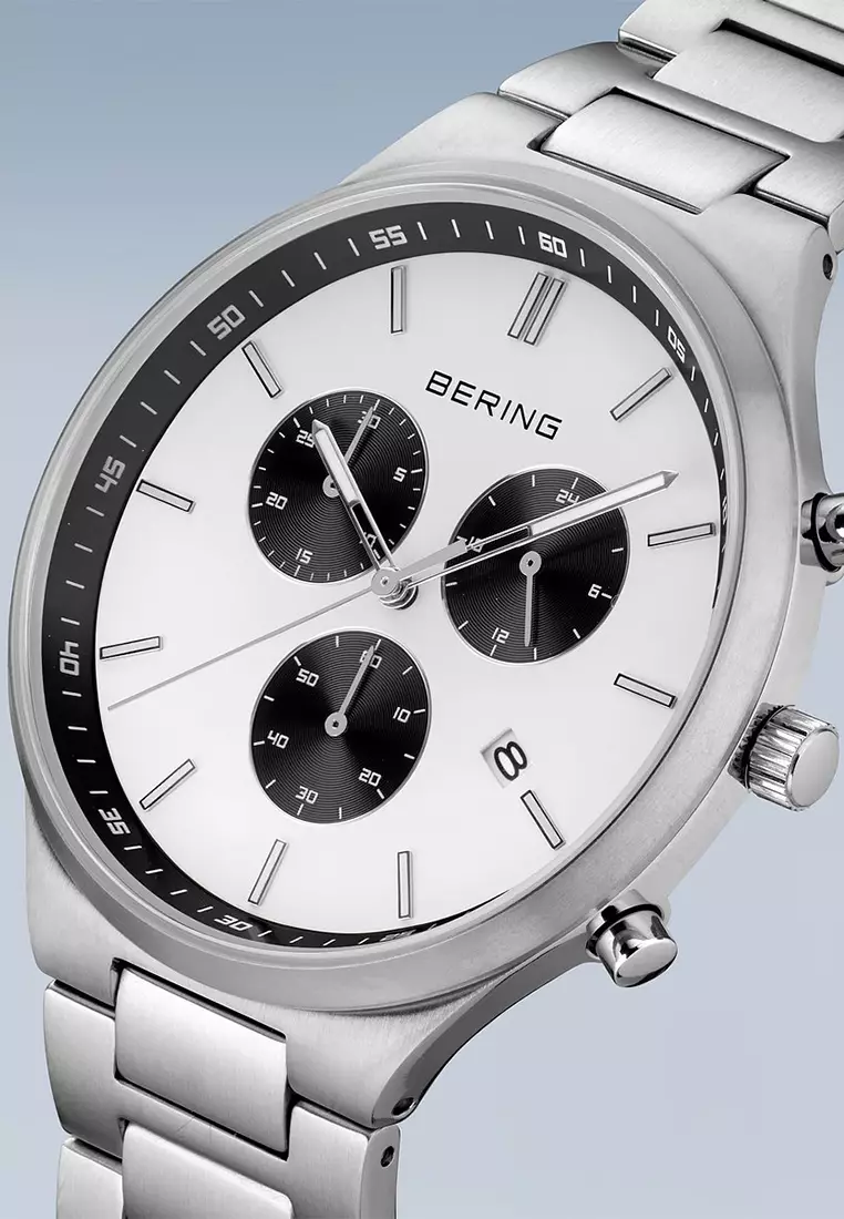 Buy Bering Time Men's Silver Titanium Strap with Titanium Links and ...