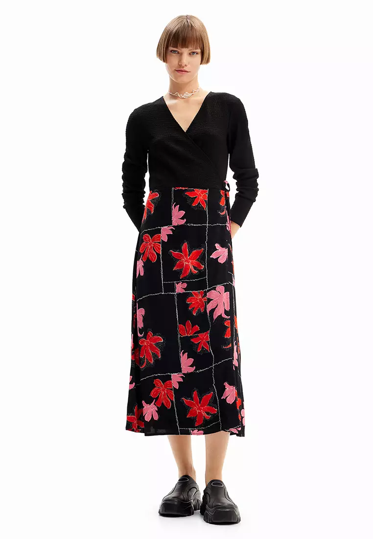 Desigual Desigual Woman Floral wrap midi dress. 2024 | Buy Desigual ...