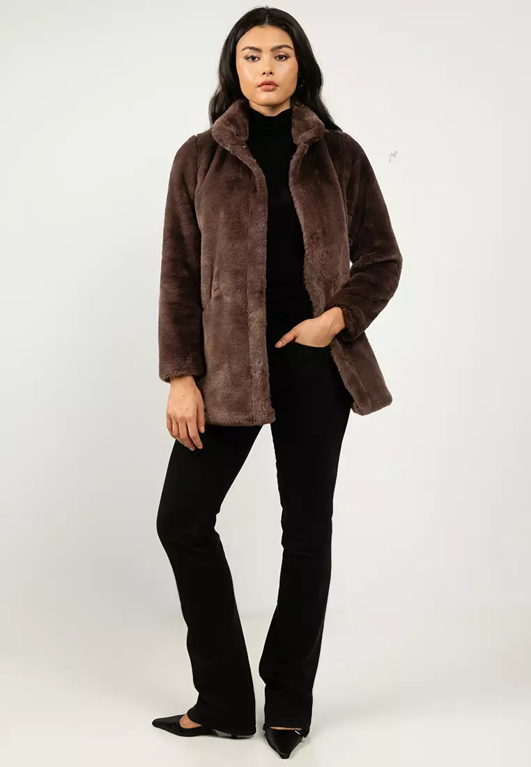 Buy ONLY Faux Fur Coat Online | ZALORA Malaysia