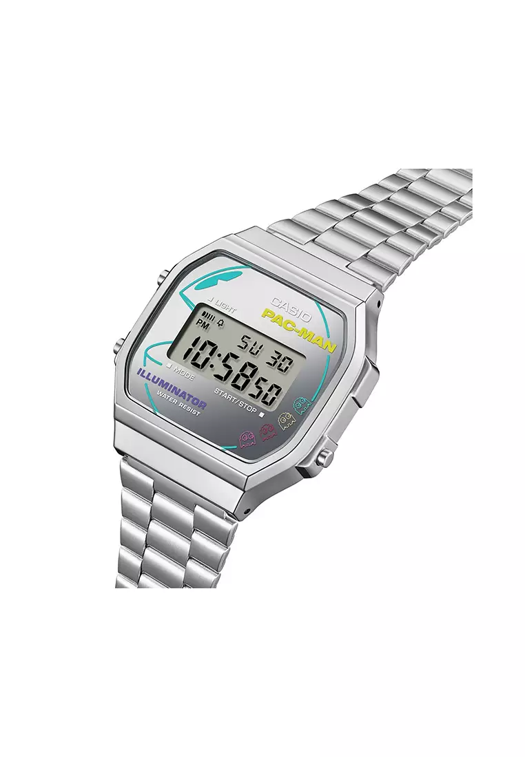 Buy Casio Vintage x Pac Man Unisex Digital Watch A168WEPC-7A Silver ...