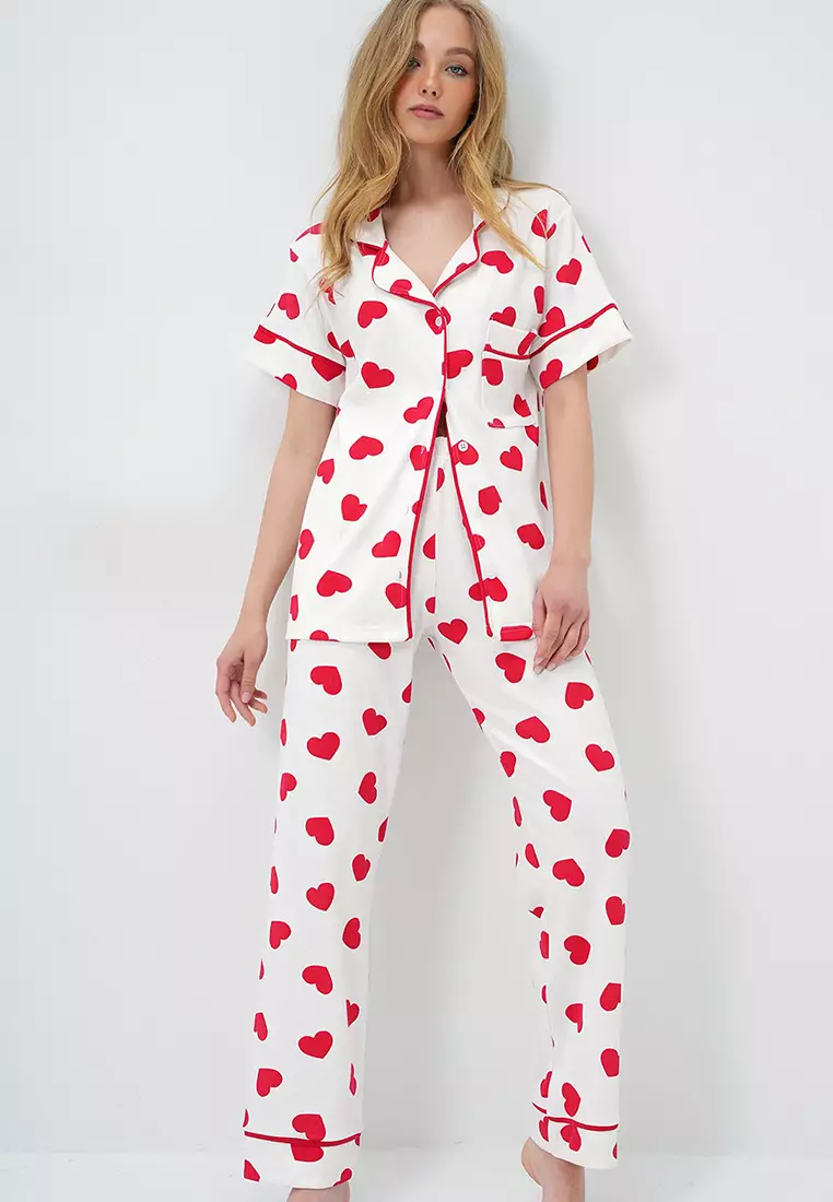 網上選購 Alacati Big Heart Red Single Pocket Piping Detailed Cotton Shirt ...