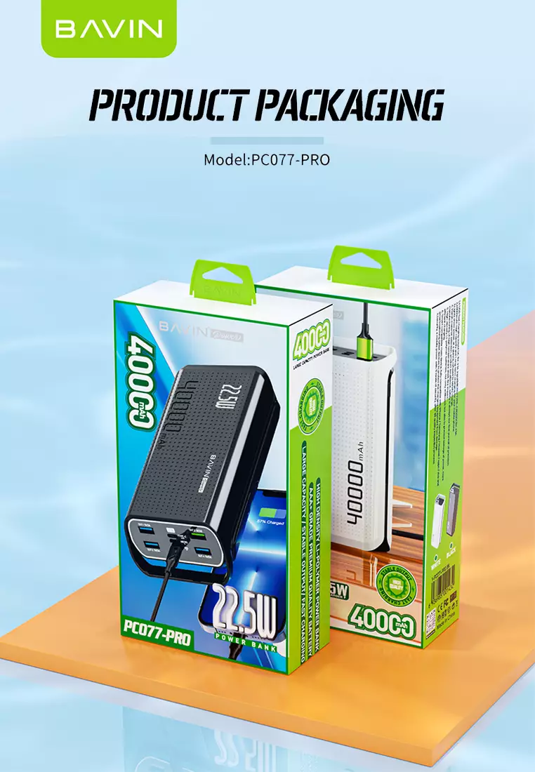 Buy BAVIN PC077 40000mAh 22.5W PD Fast Charging Powerbank Multiple ...