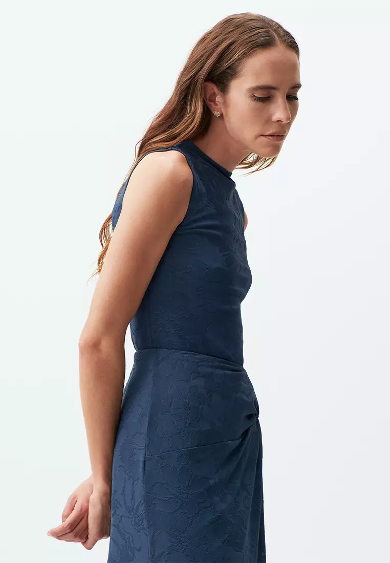 Buy Jimmy Key Jimmy Key Blue Oil Zero Neck Sleeveless Floral Tank Top ...