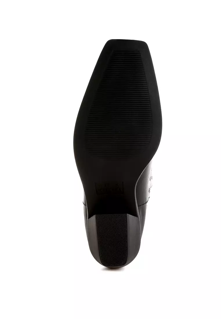 Buy London Rag Studded Embroidery Cowboy Boots in Black 2026 Online ...