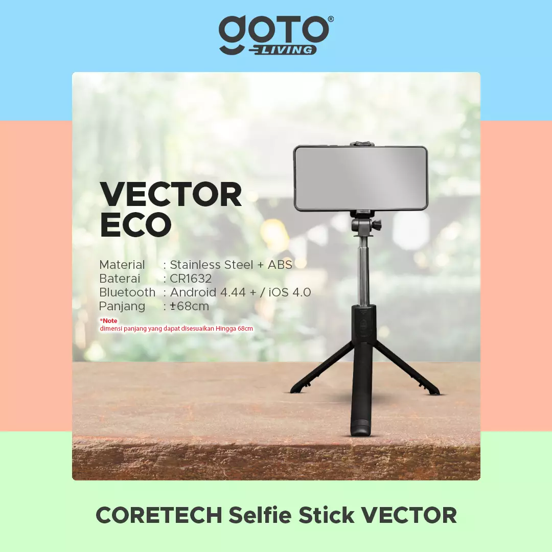 Jual Goto Living Coretech Vector Selfie Stick Tongsis Tripod Bluetooth ...