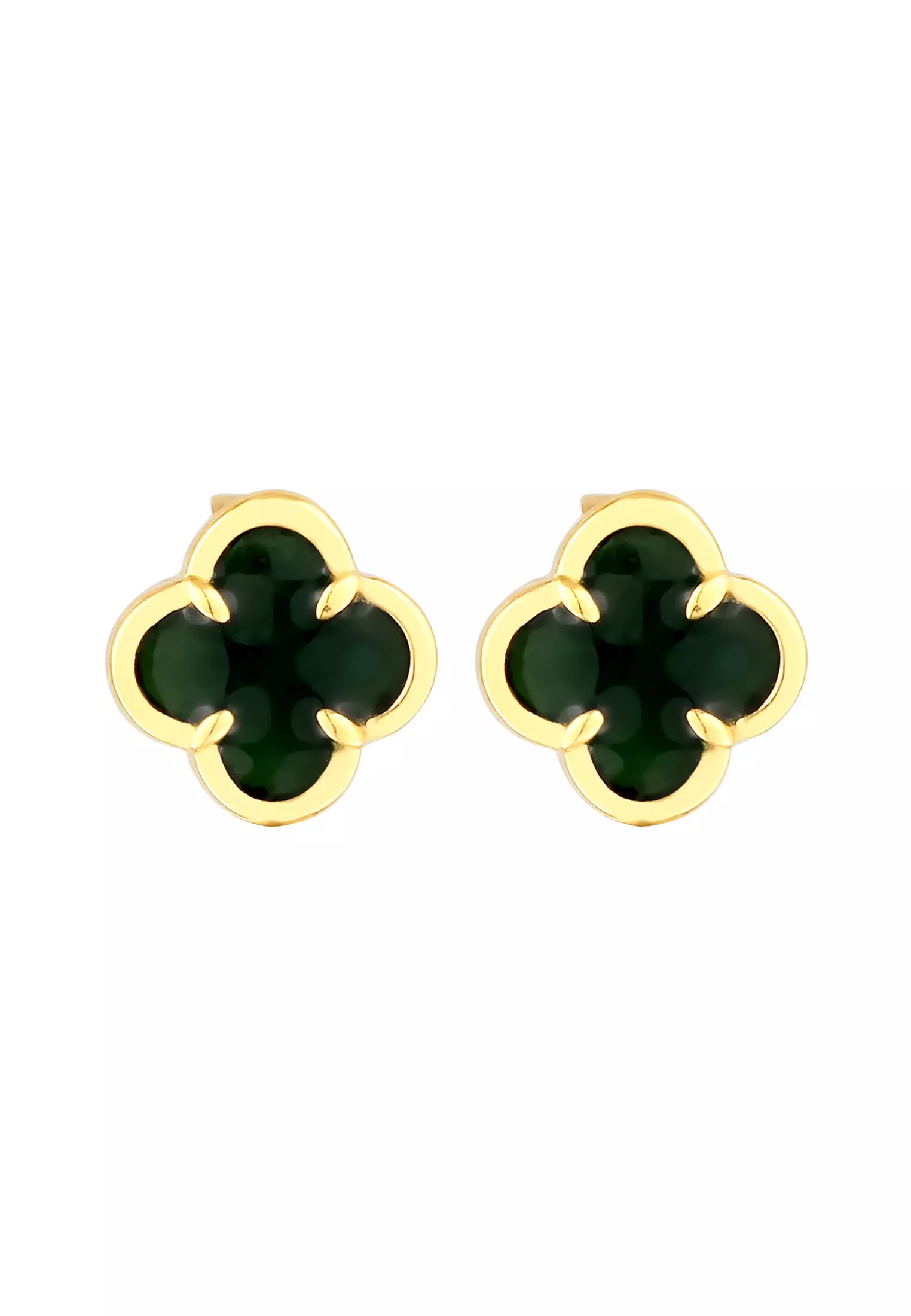 Buy ELLI GERMANY Green Enamel Cloverleaf Stud Earrings – Gold-Plated ...