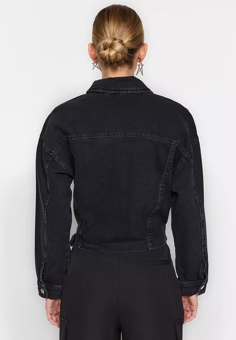 Buy Trendyol Zipper Detailed Biker Denim Jacket 2024 Online Zalora