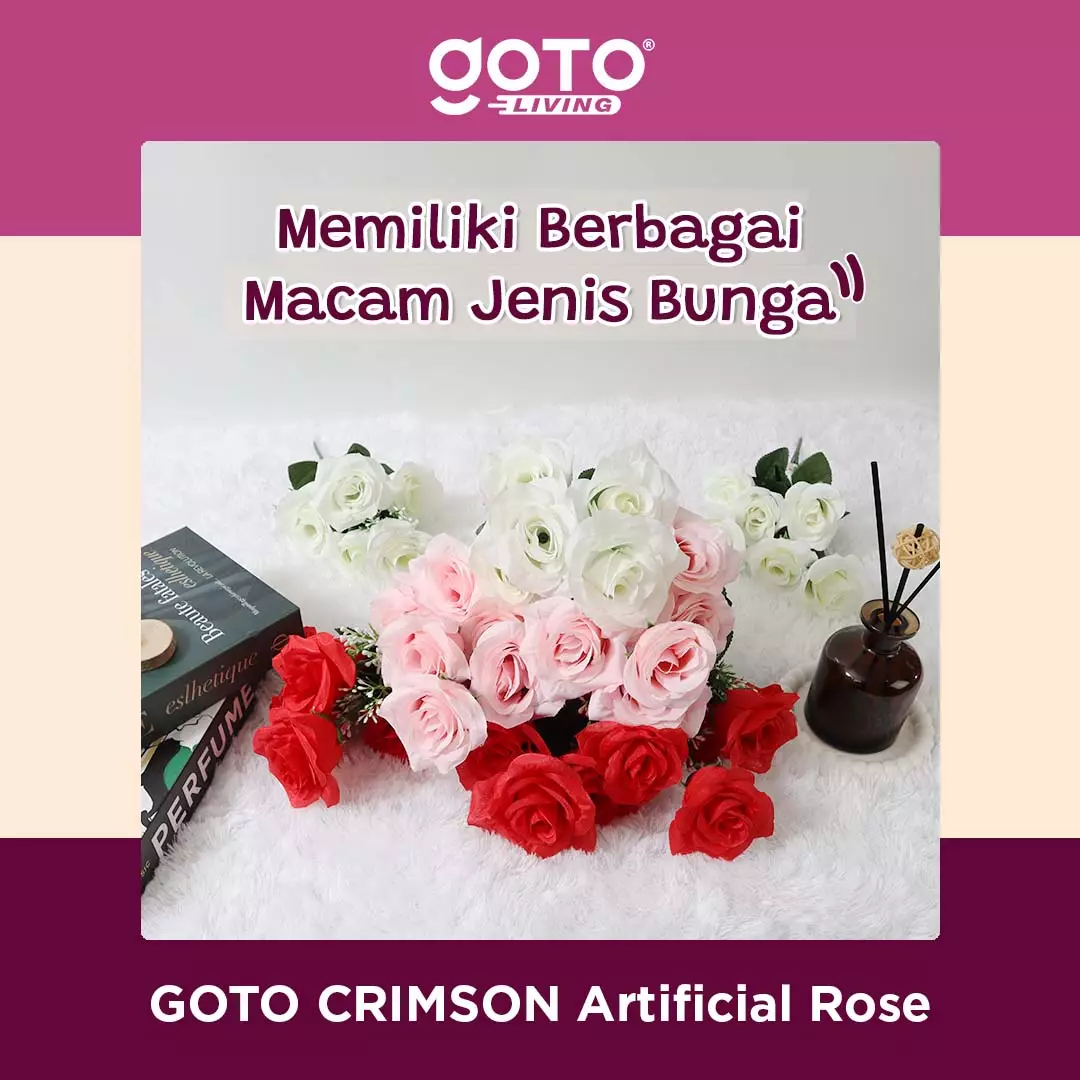 Jual Goto Living Goto Crimson Bunga Hias Mawar Teratai Buket Plastik ...
