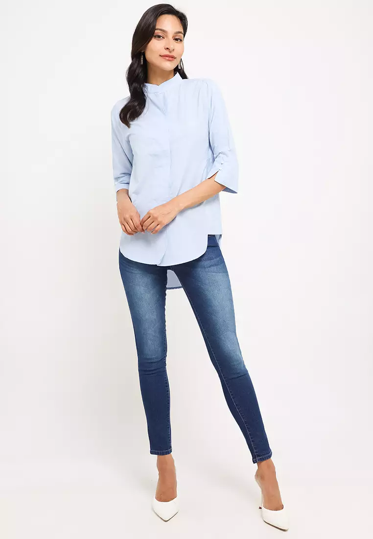 Jual Point One Ariana Sky Blue Blouse Inc. Face Mask Original 2024 ...