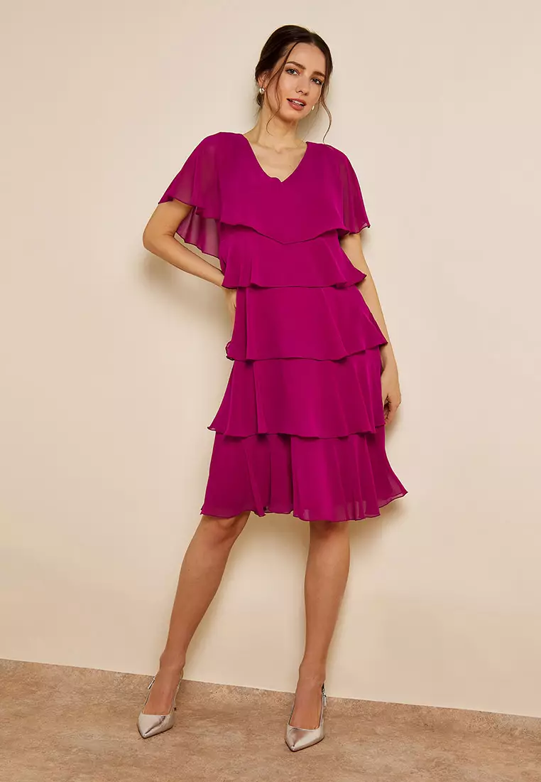 Buy GWD Phoebe Tiered Chiffon Pink Dress 2025 Online | ZALORA Philippines