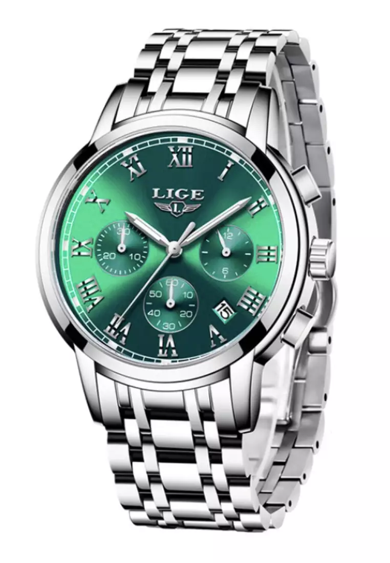 Buy LIGE LIGE Chronograph Unisex Stainless Steel Quartz Watch, Green ...