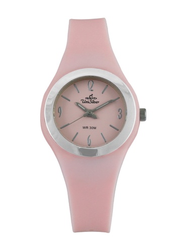 UniSilver TIME Chroma Burst Women's Small Analog Silver/Pink Rubber ...