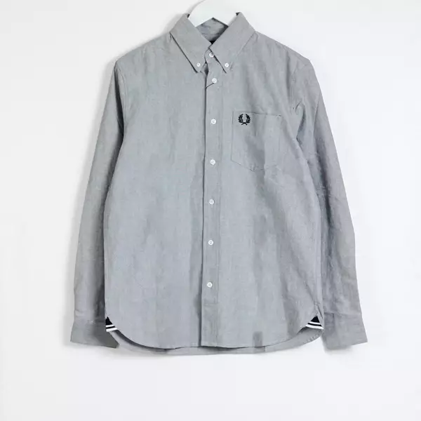 Jual FRED PERRY Kemeja FRED PERRY LOGO BLACK GREY LONG SHIRT 100% ...