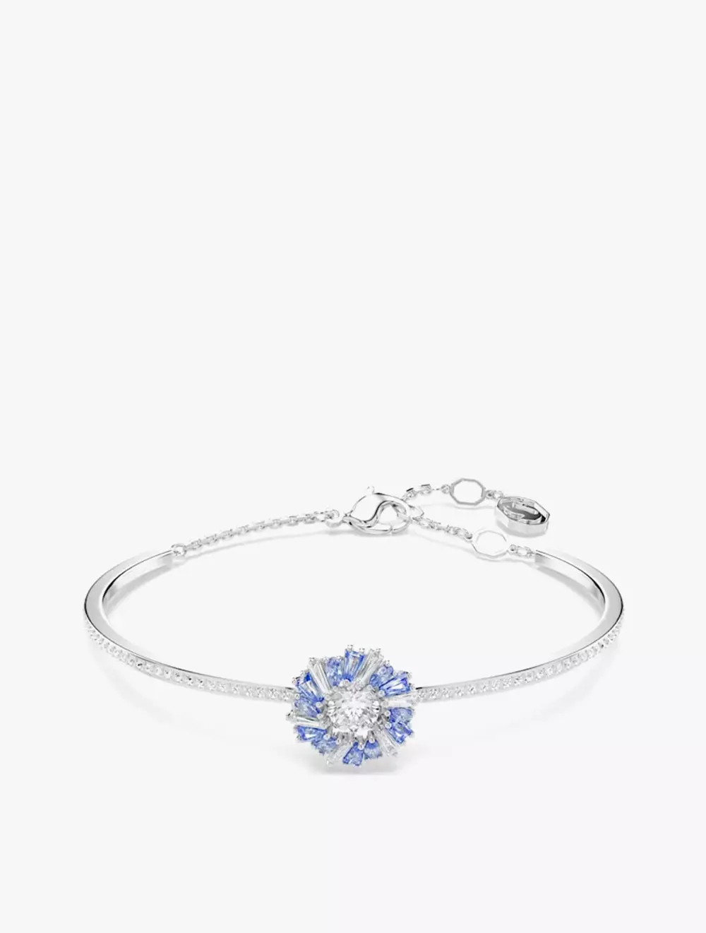 Jual Swarovski Idyllia Bangle, Flower, Blue, Rhodium Plated - M - Blue ...
