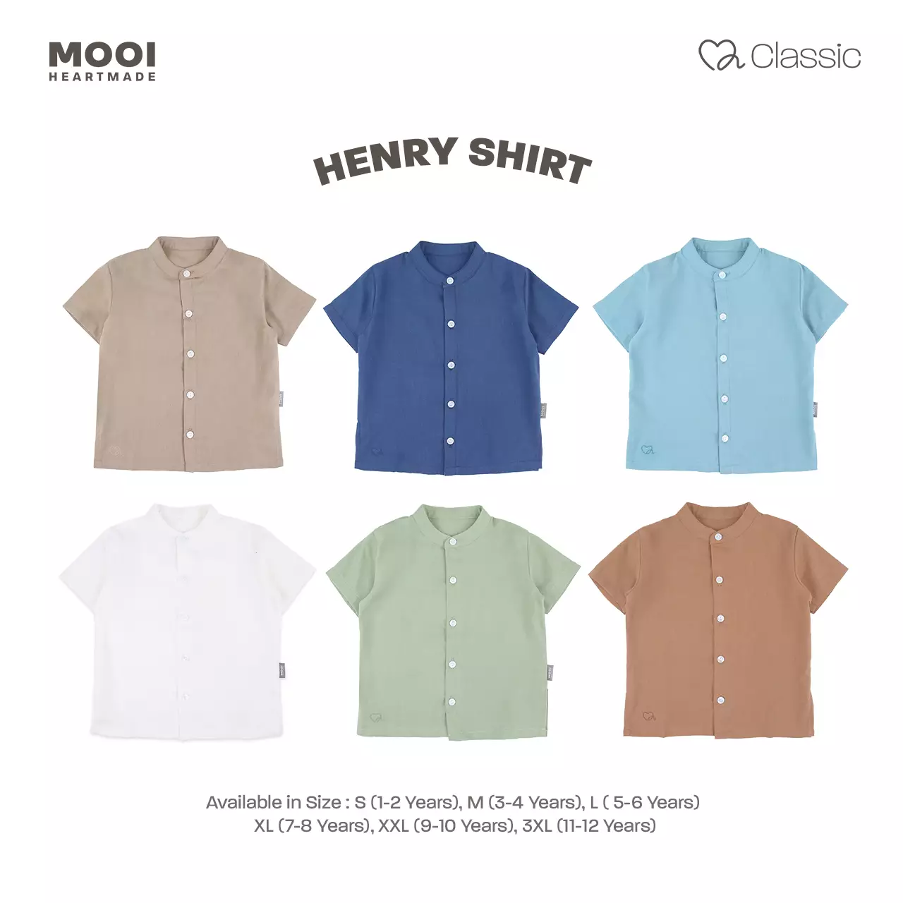 Jual Mooi Heartmade Mooi Kemeja Anak Laki-laki Henry Shirt - White ...