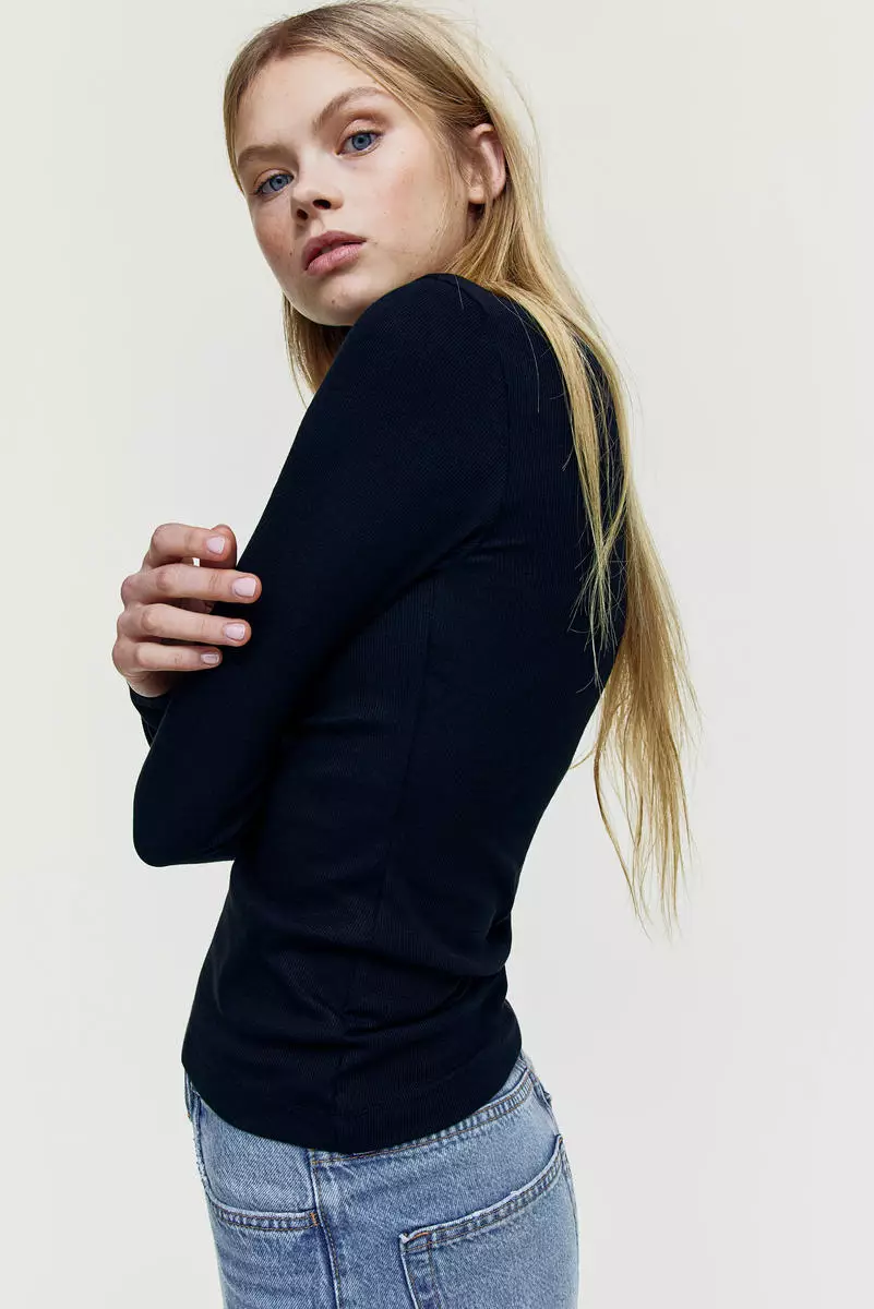 Buy H&M Ribbed top 2025 Online | ZALORA