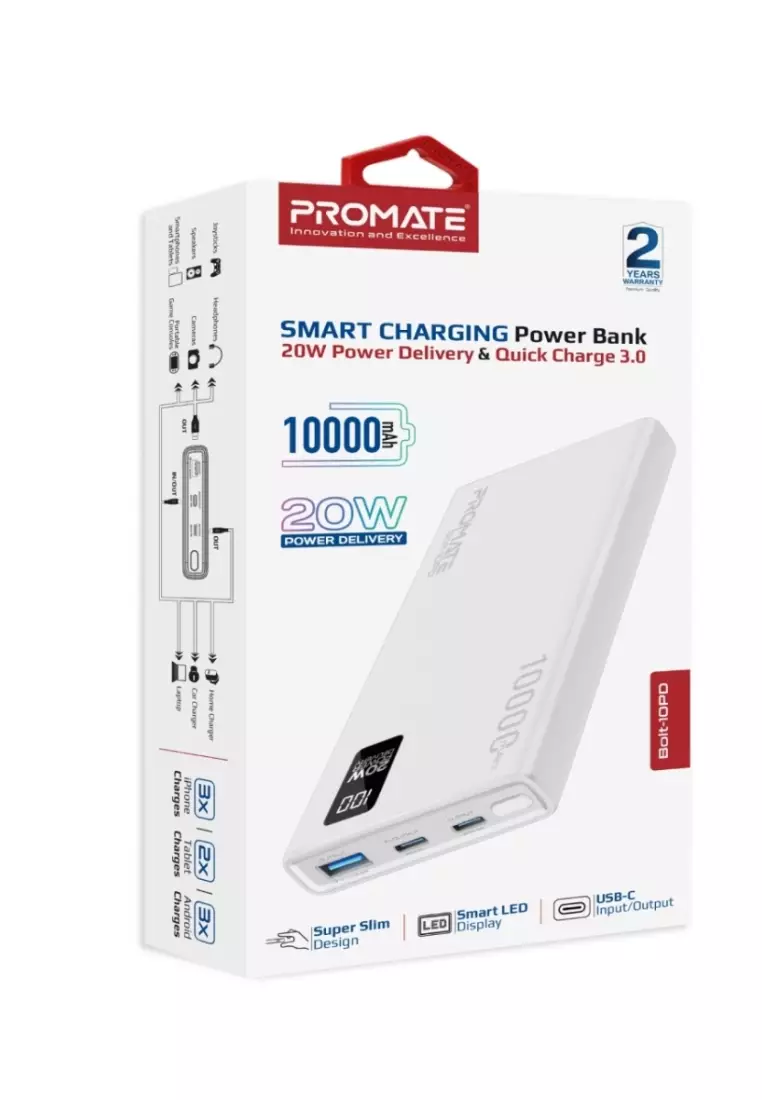 Buy Promate Promate Bolt-10PD Blue Super Slim 10000mAh Smart Charging ...