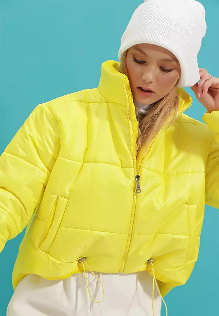 Buy Alacati Stand Collar Double Pocketed Inflatable Puffer Jacket ...