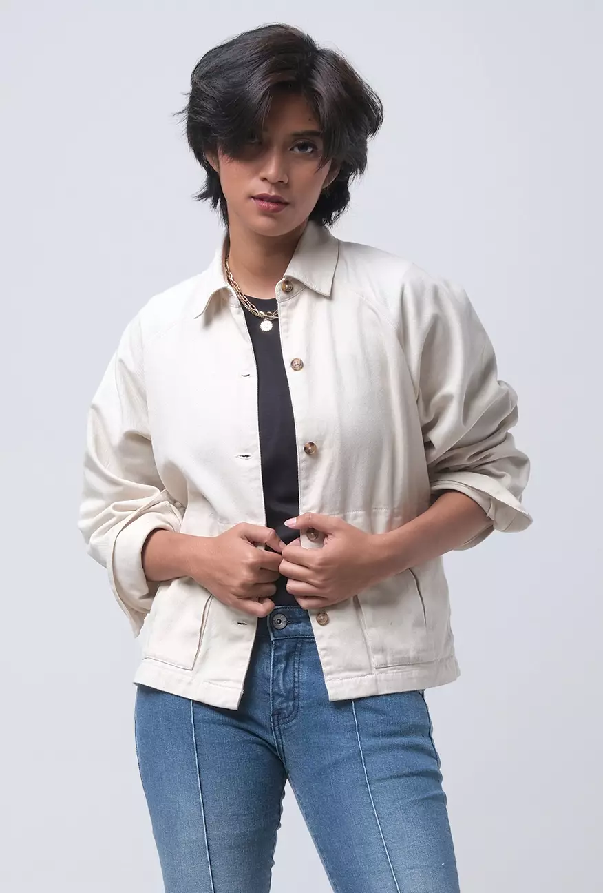 Jual LOGO JEANS Logo Jeans Outer Wanita Overa Cream Original 2024 ...