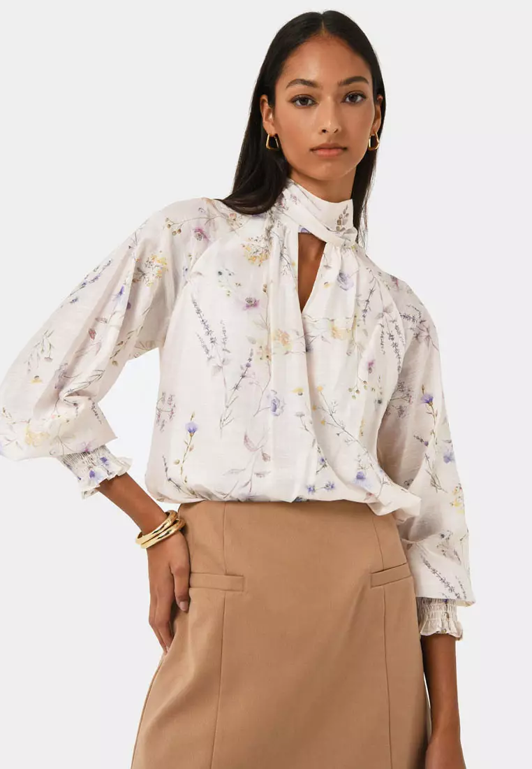 Buy FORCAST Aurae Floral Tie Blouse 2026 Online | ZALORA