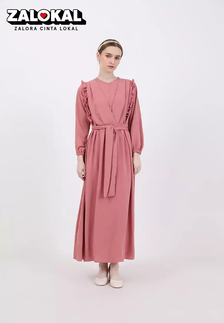 Jual Berrybenka Label Sofia Meena Maxi Dress Pink Original 2026 ...