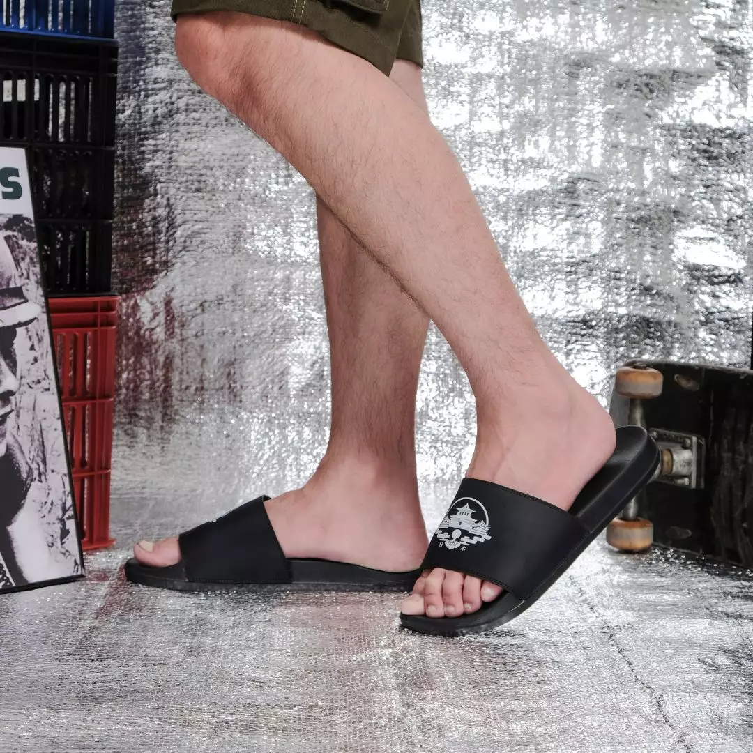 Jual Cogen Cogen Sandal Hitam Slop Sendal Slip On Sandal Slide Pria ...